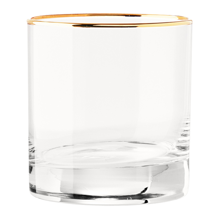 Wholesale Gold Rimmed Double Old Fashioned Glass 13oz - Wine-n-Gear