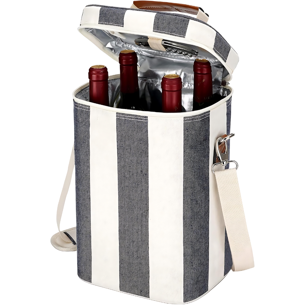Wholesale 4-Bottle Insulated Tote Carrier - Wine-n-Gear