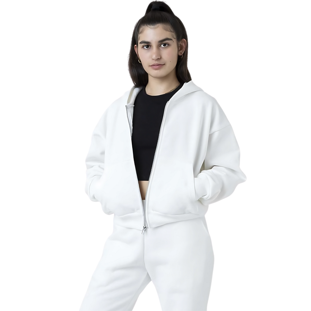 Wholesale Heavy Fleece Cropped Zip Up - Wine-n-Gear