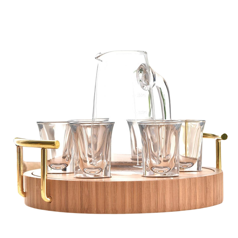 Wholesale Round Wooden Shot Serving Tray - Wine-n-Gear