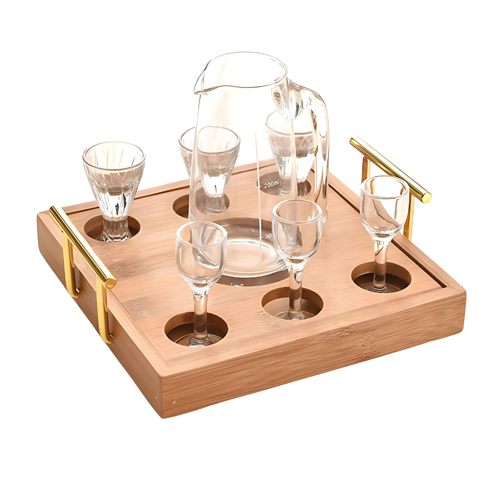 Wholesale Rectangular Wooden Shot Serving Tray - Wine-n-Gear